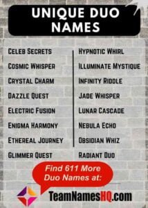 611 Dynamic Duo Names for Powerful Pairings — Creative & Unique Duo Names